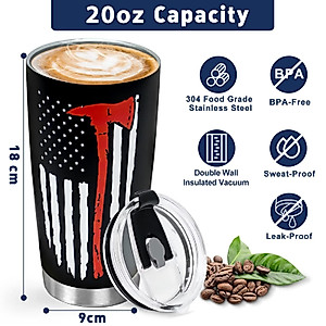 Firefighter Gifts For Men - 20oz Stainless Steel Tumbler for Dad from Daughter Son - Cool Birthday Gifts For Husband from Wife - Christmas Gifts for Firefighter Boyfriend, 1 Piece