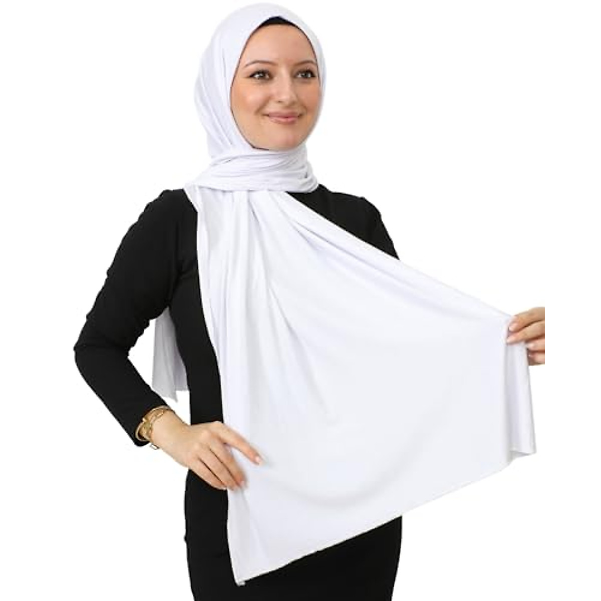 Prien Hijab for Women Viscose Scarf Lightweight Muslim Hijabs Long Shawl Islamic Scarves Turkey Silk Headscarf for Womens (White)