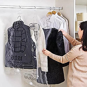 2023 Hanging Compressible Storage Bag -【New Version】Vacuum Storage Bags w/Manual Air Pump, Reusable & Durable, Clothes Vacuum Organizer for Home Closet Organization (Medium, 2 PCS)