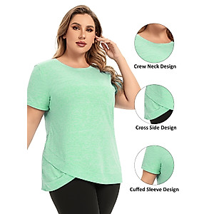 FOREYOND Women's Plus Size Workout Tops Workout Sport Tee Loose Fit Athletic Yoga Tops Running Short Sleeve Shirts