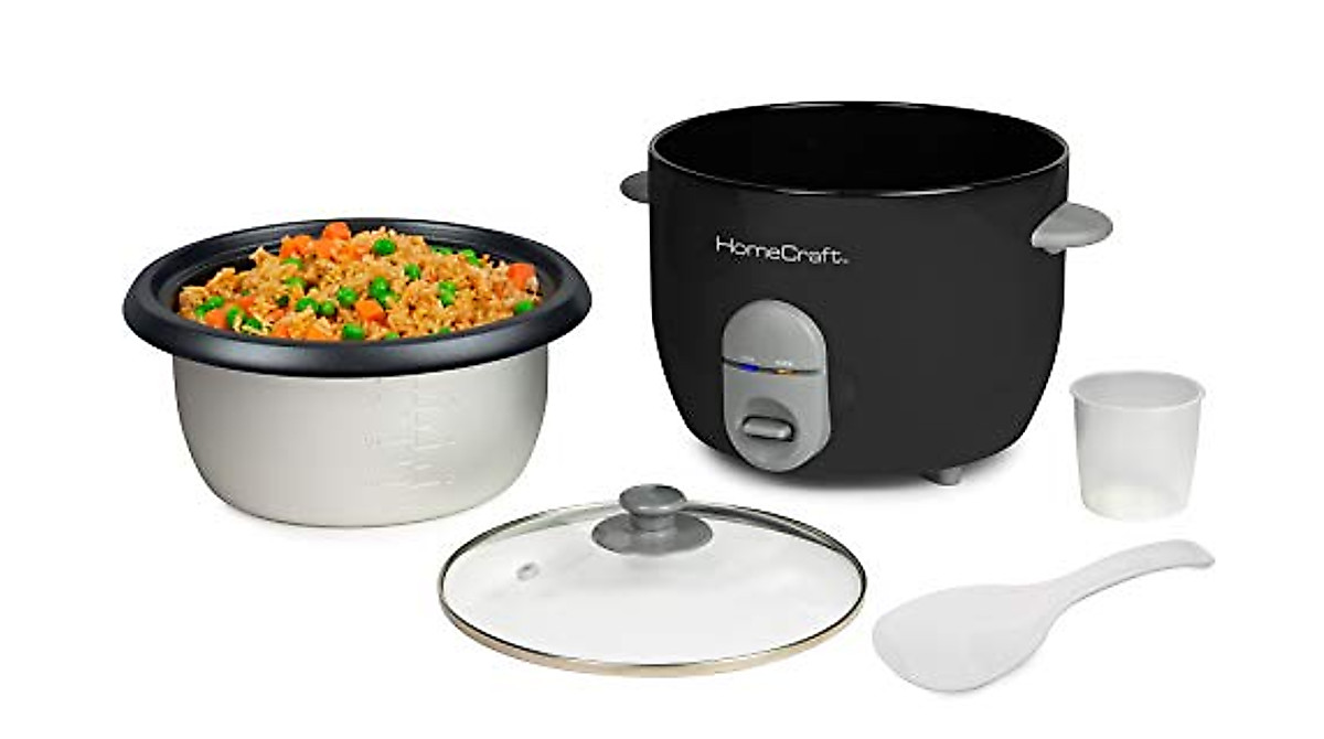 HomeCraft 16-Cup Rice Cooker & Food Steamer with One Touch Operation