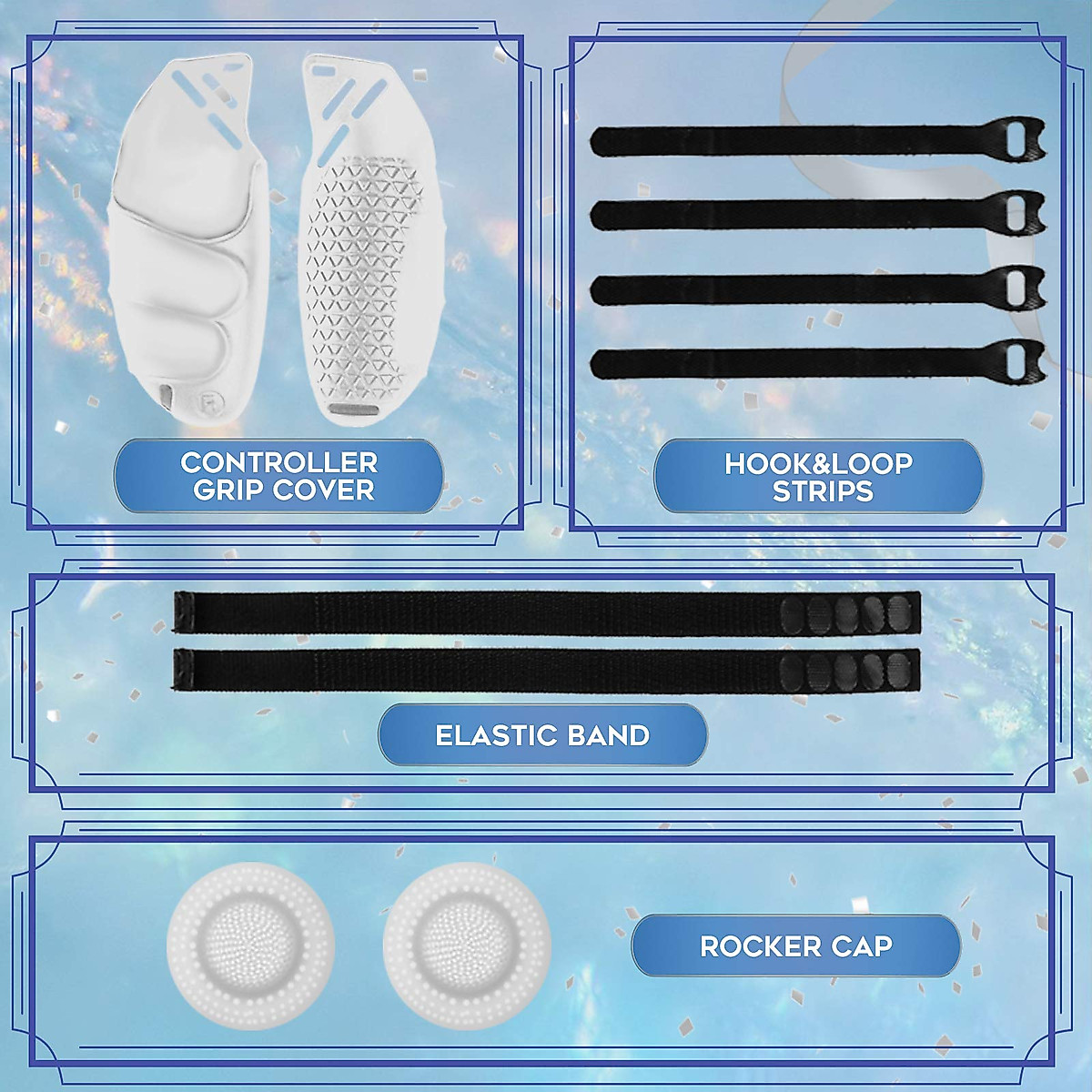 (1 Set) Orzero 1 Pair TPU Controller Cover and Nylon Strap Compatible for Quest 2, Anti-Throw Protective Adjustable Handle for VR Gaming Headset - White