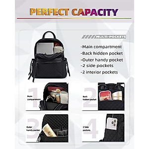 ANNASPEAK Women's Fashion Backpack Purse Satchel Handbags and Shoulder Bag PU Leather Travel bag (Quilted Black, Medium)