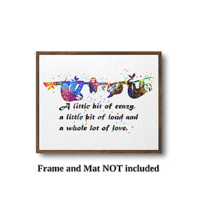 Dignovel Studios 8X10 Unframed Sloth Family of Four Family Motherhood Watercolor Art Print Poster Wall Art Nursery Kids Office Home Decor DN605