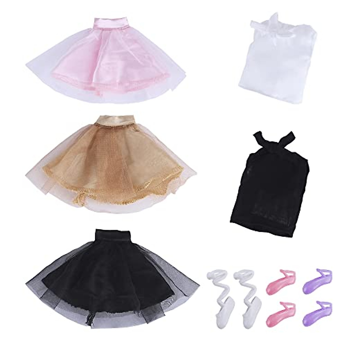 E-TING 3 Sets Ballerina Doll Clothes Chiffon Ballet Outfits Dance Dress Tutu Skirt with 3 Ballet Shoes for 11.5 Inch Girl Dolls
