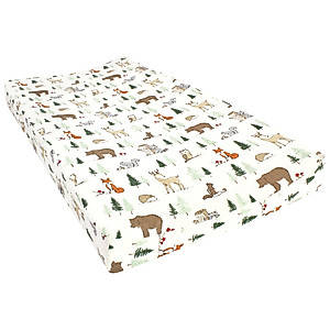 Hudson Baby Unisex Baby Cotton Changing Pad Cover, Forest Animals, One Size