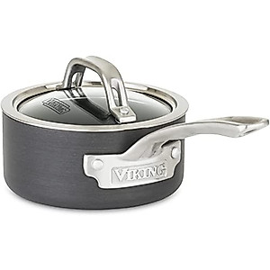 Viking Culinary Hard Anodized Nonstick Saucepan, 1 Quart, Includes Glass Lid, Oven and Dishwasher Safe, Works on Electronic, Ceramic, and Gas Cooktops