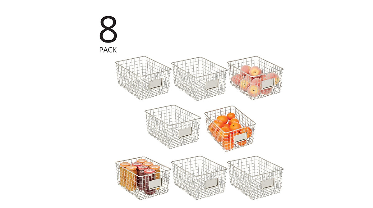 mDesign Large Steel Storage Bins for Kitchen & Pantry Organization