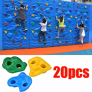 Natudeco 20Pcs Wall Climbing Rocks Climbing Stone Rock Plastic Wall Climbing Kit DIY Climbing Wall Grip Kids Climbing Wall Stone for Outdoor Indoor Home Playground