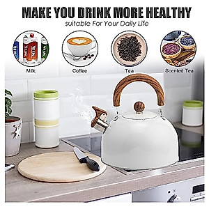 2.5L Whistling Tea Kettle for Stovetop,for Induction | Gas | Electric | Halogen | Radiant, Wooden Handle, Vintage▂19 * 21CM/7.5"*8.3"