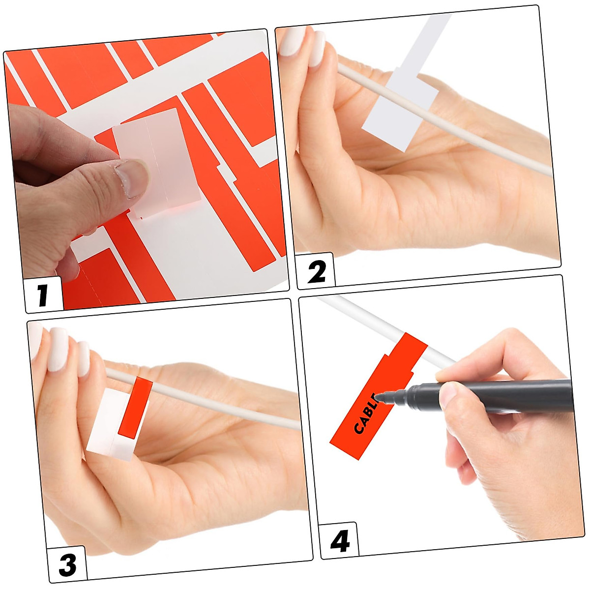 NOLITOY 60 Sheets Network Cable Label Sticker Wire Labels Cord Labels Tags Self- Adhesive Cable Marker Heat Shrink Wire Label Cable Tags Wire Tags Stickers Computer Cable Synthetic Paper