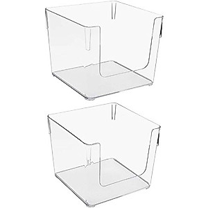 Sorbus Open Plastic Storage Bins Clear Pantry Organizer Box Bin Containers for Organizing Kitchen Fridge, Food, Snack Pantry Cabinet, Fruit, Vegetables, Bathroom Supplies, Square (2-Pack)