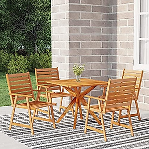 Camerina 5 Piece Patio Dining Set Outdoor Dining Table Set Patio Table and Chairs Set Outdoor Patio Dining Set Solid Wood Acacia 3087136