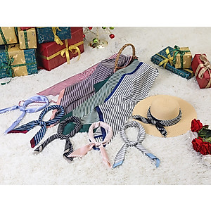 Allegra K 70cm Women Stripe Print Square Scarves Kerchief Neck Scarf Neckerchief Headband Black White