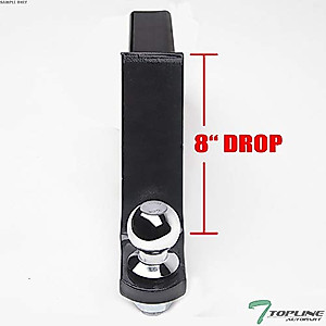 Universal 8" Drop Rear Bumper Trailer Tow Hitch Loaded Ball Mount with Pin & Clip Kit for 2" x 2" Towing Receiver Tube