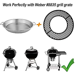 MixRBBQ Stainless Steel Drip Pan, Big Green Egg Grilling Accessory, Also Fit Weber Kettle Charcoal Grills Pizza Cake Baking Tray, 13-inch Diameter Round …