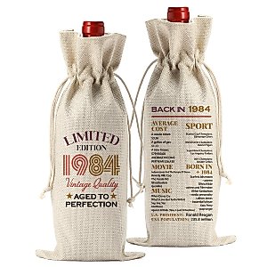 FBCCZEY Funny 40th Birthday Gifts Women 40 Year Old Birthday Gifts for Women Wine Bag, Happy Anniversary 40th Birthday Party Supplies Decorations Man Woman Wine Bags for Her Him Friend