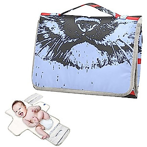Cat Portable Baby Changing Pad Diaper Changing Table Pads Foldable Travel Changing Mat with Built-in Pillow for Newborn Essentials Baby