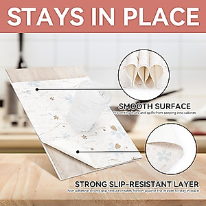 Ray Star Cabinet Liner, 18Inch X 8Feet Waterproof Shelf Liners for Kitchen Cabinets Non-Adhesive Unique Floral Non Slip Grip Liner Easy Clean Pantry Refrigerator Cupboard Drawer