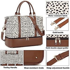 Womens Travel Weekender Bag Carry on Overnight Bag Canvas Luggage Shoulder Duffel Beach Tote Bag with Shoe Compartment