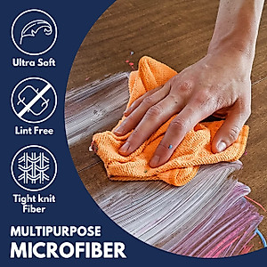 USANOOKS Microfiber Cleaning Cloth - (12x16 inches) High Performance - Ultra Absorbent Weave Traps Grime & Liquid for Streak-Free Mirror Shine - Lint Free Towel - 12x16 Inch (Pack of 8)