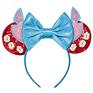 FANYITY Mouse Ears, Sequin Mouse Ears Headband for Boys Girls Women (Red)