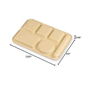 Carlisle FoodService Products P61425 Polypropylene Left-Hand 6-Compartment Divided Tray, 14" X 10", Tan (Case of 24)