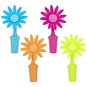 Southern Homewares Flower Bottle Stoppers - 4 Pack - Made of Silicone