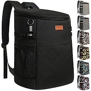 Camping Cooler Backpack 30 Cans, Soft Backpack Coolers Insulated Leak Proof Travel Cooler Bag Waterproof Lunch Picnic Beach Work Trip Thermal Bag Drink Beverage Beer Bag Cooler Black