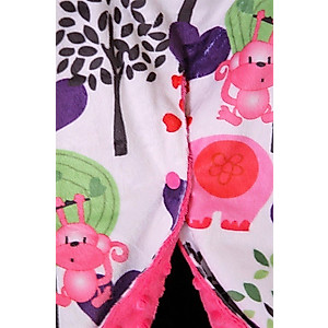 Baby Minky Velboa Carseat Canopy Carrier Cover (Safari/Hot Pink)