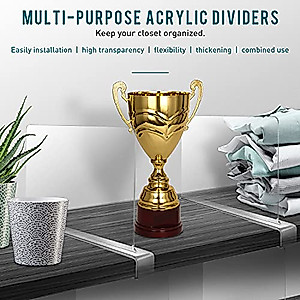 Hekmaden 6 PCS Acrylic Shelf Dividers for Closets, Clear Closet Shelf Divider for Wooden Shelving, Shelf Organizer for Clothing and Purse, Fits Shelves of 0.4”-0.95”…