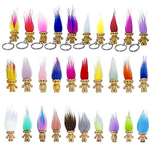 Mini PVC Vintage Trolls Lucky Doll Mini Action Figures Cake Toppers Chromatic Adorable Cute Little Guys Collection, School Project, Arts Crafts, Party Favors (30pack-B)