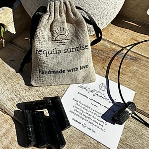 Black Tourmaline Raw Necklace - Men Protection Stone, Women Healing Stones, Crystal Jewelry, Mens Security Crystals, Best Friend Gift, Teen Choker, Real Rare Gemstone Pendants, Cleansing Amulet