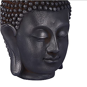 Resin Buddha Head Statue, Meditating Buddha Figurine Ornament Buddhist Supplies for Home Decoration