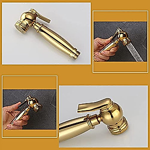 XFNVXC Shower Head Wall Mounted Bathroom Toilet Bidet Mixer Spray Kit Golden Single Handle Sprayer Toilet Bidet Shower Head Bathroom Shower Bidet Taps Spray Toilet Cleaning Faucet B (C)