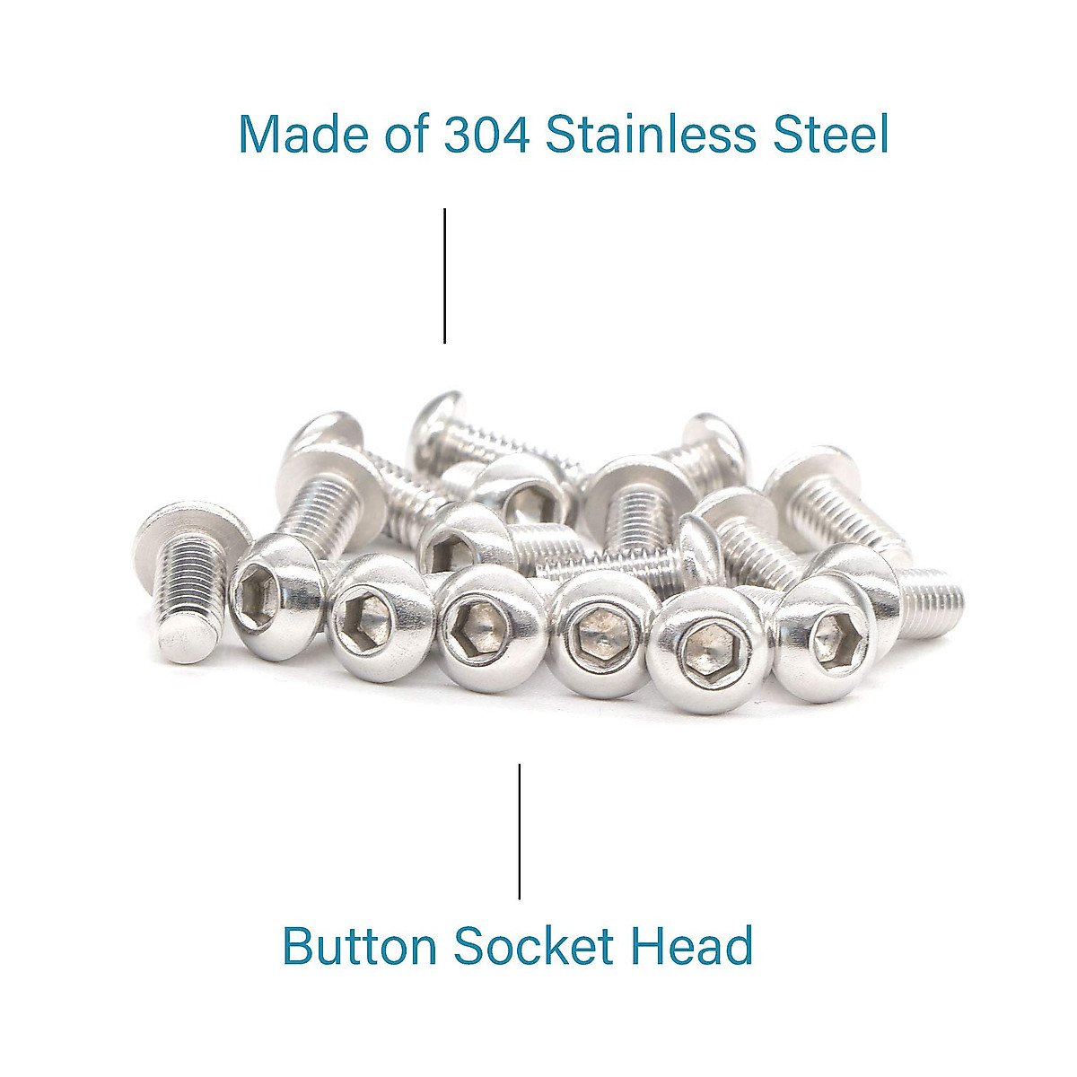 M6 x 1/2"(12mm) Button Head Socket Cap Bolts Screws 100pcs, 18-8 Stainless Steel 304 Allen Hex Drive Fully Thread Machine Screw ISO7380 | by IMSCREWS