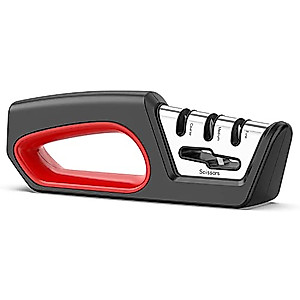 Knife Sharpener, Blade Sharpener 4 Slots,3-Stages for All Kinds of Kitchen Knives,Outdoor Knives, Pocket Knives and Scissors