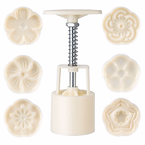 Cookie Stamp Moon Cake Mold Stamps, Cookie Press Mid Autumn Festival DIY Decoration Press Cake Cutter Mold (50g 6pcs Stamps)