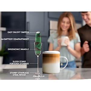 PRO MILK FROTHER WAND - ULTRA HIGH SPEED HANDHELD FROTHER - UPGRADED STAND - Powerful Handheld Mixer with Infinite Uses - Super Instant Electric Foam Maker with Stainless Steel Whisk (Camo)