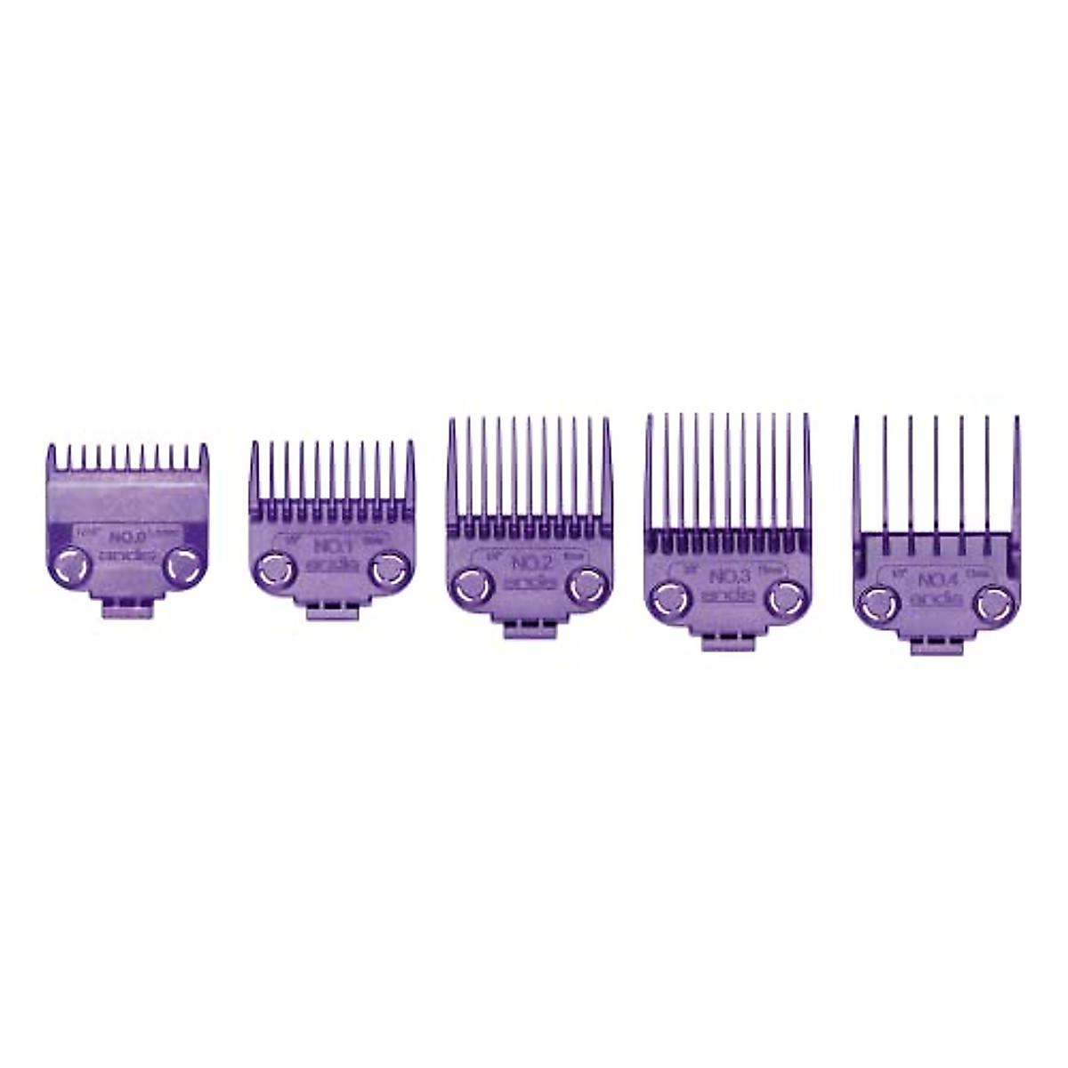 Andis 01410 Professional Master Clipper Guards - Dual Magnet Comb Set – Small, fits for MBA, MC-2, ML, PM- & PM-4, Waterproof – Purple, Set of 5