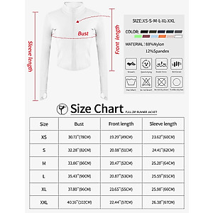 Gihuo Women's Athletic Full Zip Lightweight Workout Jacket Cropped Gym Yoga Track Jacket with Thumb Holes (White, Medium)
