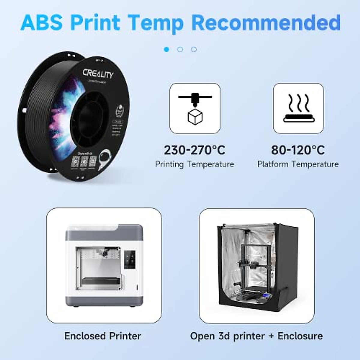 Official Creality 3D Printer Filament, ABS Filament 1.75mm No-Tangling, Strong Bonding and Overhang Performance Dimensional Accuracy +/-0.02mm, 2.2lbs/Spool