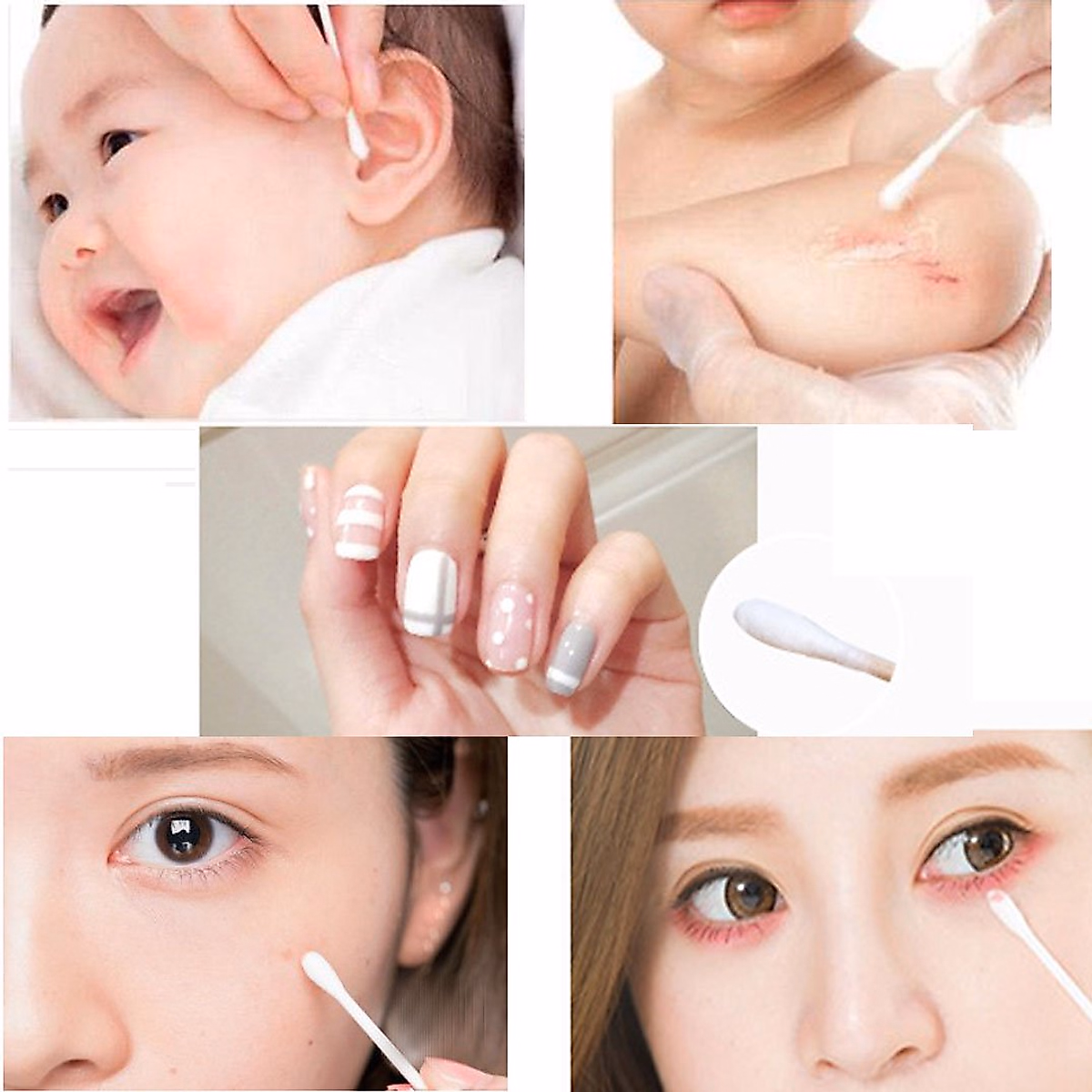 Wooden Stick Cotton Swabs(200CTx2) - Double Tipped with Cotton Heads- Sturdy Handle - Multipurpose(400pcs)