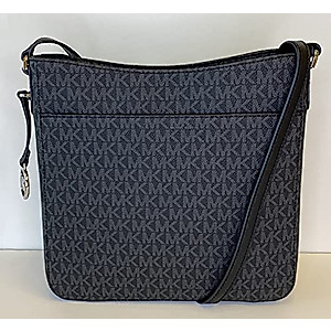 Michael Kors MICHAEL Michael Kors Jet Set Travel Large Messenger Crossbody bundle with Trifold Wallet Purse Hook (Signature MK Black)