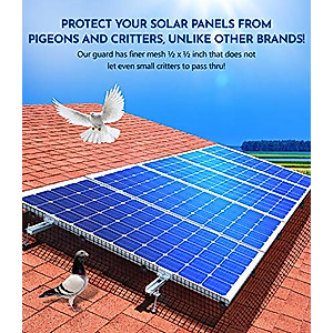 flybold Solar Panel Bird Guard for Roof Panels - PVC Coated Wire Mesh Critter Guard - 6in X 100ft Galvanized Steel Roll Kit - Solar Panel Snow Guards with 80 Fastener Wire Mesh Clips