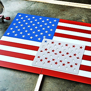 WISYOK Jumbo American Flag 50 Star Stencil Template, 24.5'' x 17.5'', 3 Sizes Large Plastic Stencil Template for Painting on Wood, Fabric, Paper, Airbrush, Walls Art