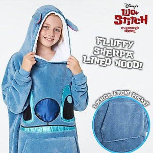 Disney Hoodies for Teenager, Oversized Hoodie Blanket, Minnie Mickey Stitch Gifts (Blue)