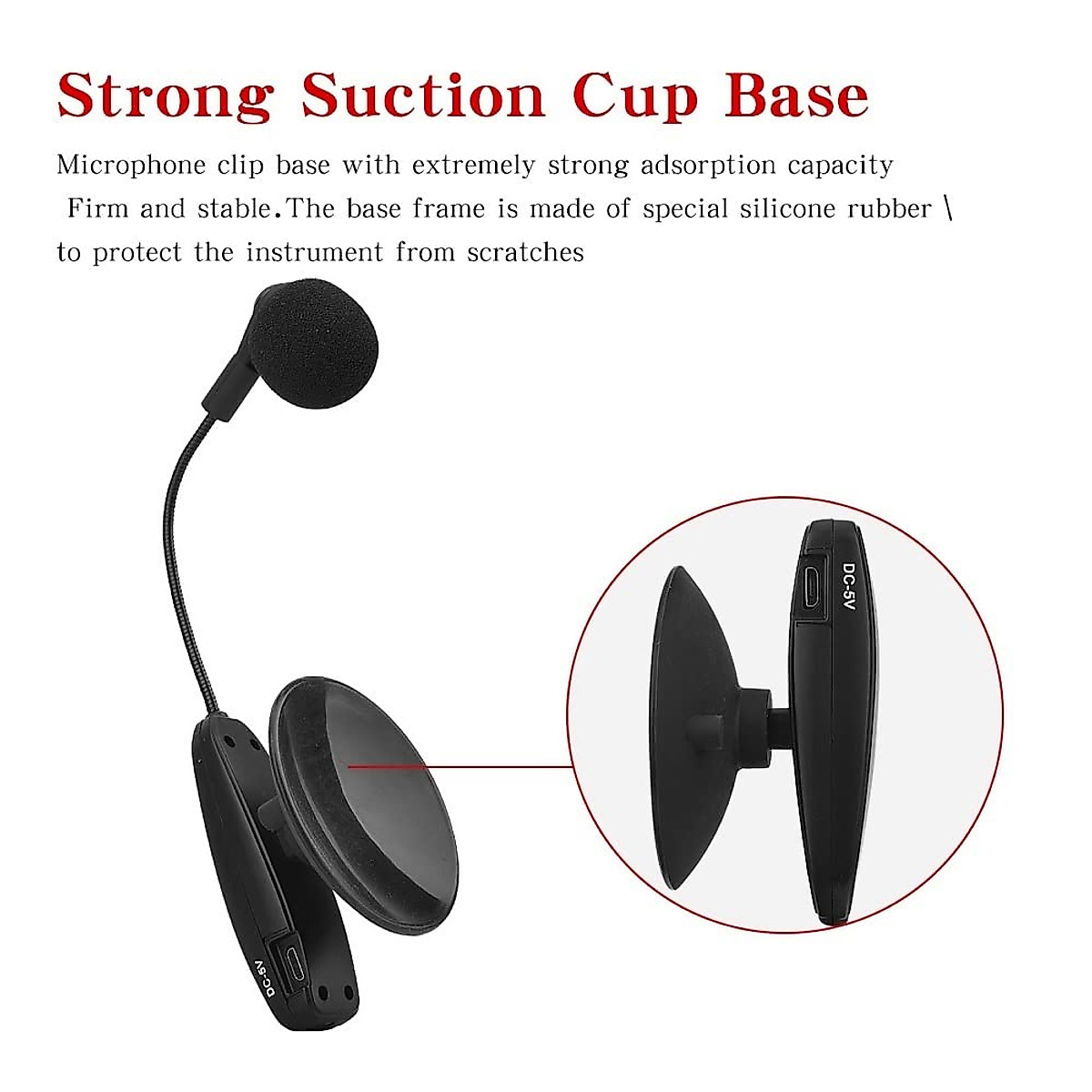 n/a Wireless Instrument Microphone Suction Cup Condenser Gooseneck Mic Voice Recording Live Show for Guitar Violin Bas