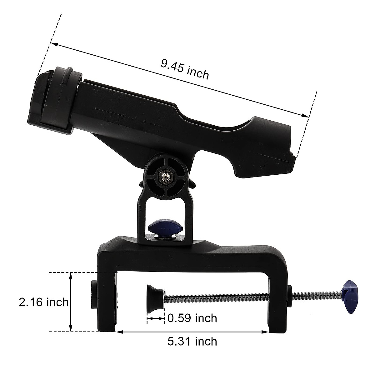 ZENFUN 2 Pack Fishing Boat Rods Holder, 360 Degree Rotation Adjustable Power Lock Fishing Rods Racks, Large Clamp Opening Folding Rod Holder for Canoe, Kayaks, Easy Installation, Bonus Screws