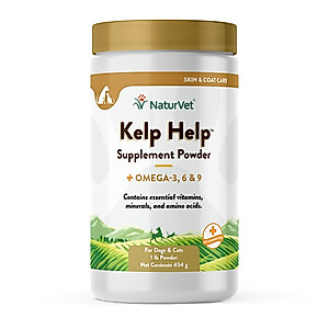 NaturVet Kelp Help Plus Omegas Skin and Coat Supplement for Dogs and Cats, Powder, Made in The USA with Globally Source Ingredients 1 Pound
